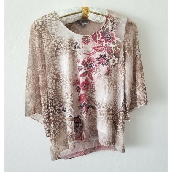 JM Collection | Tops | Jm Collection Womens Ps Floral Print Layered ...
